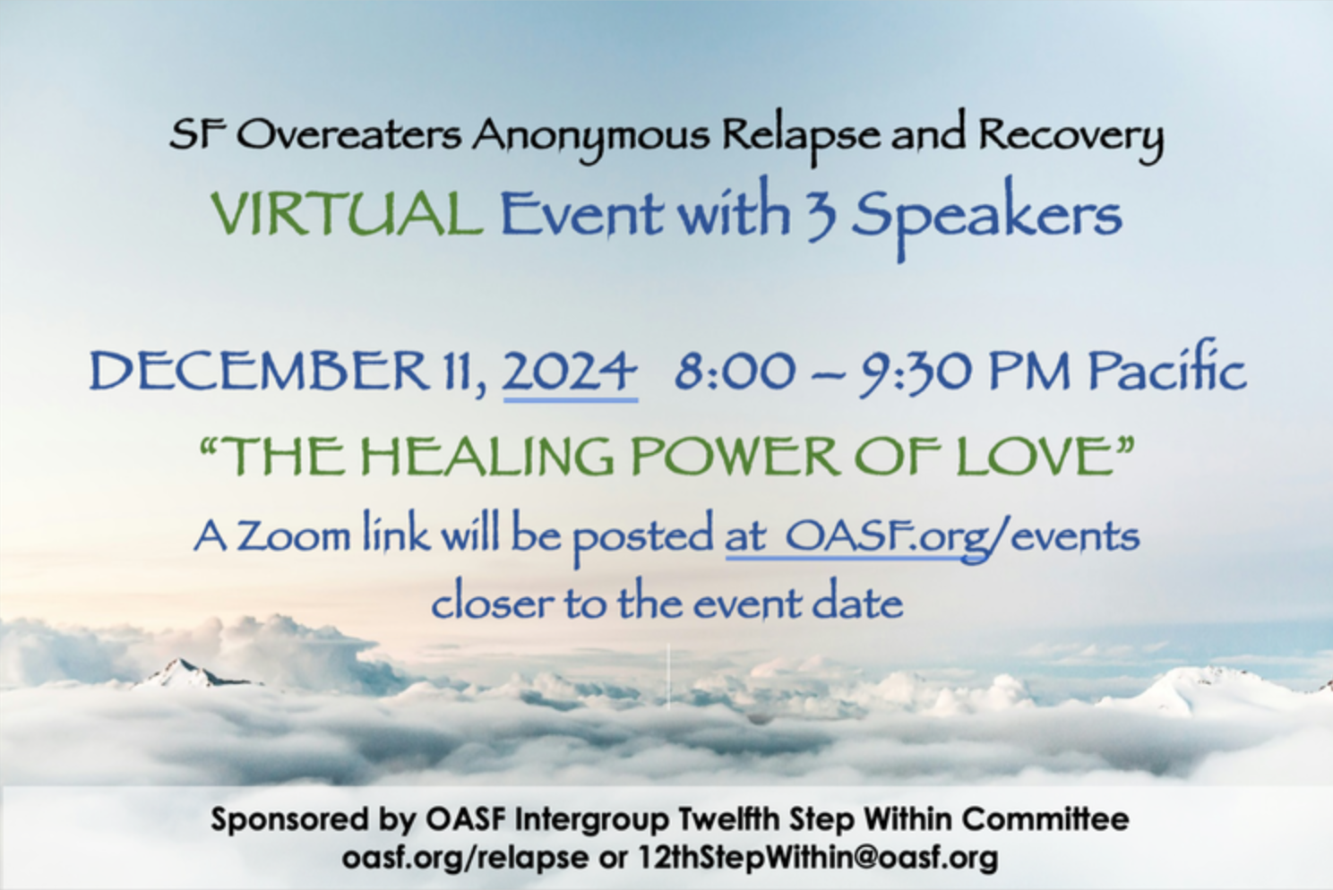 Relapse and Recovery Event with 3 Speakers - Overeaters Anonymous