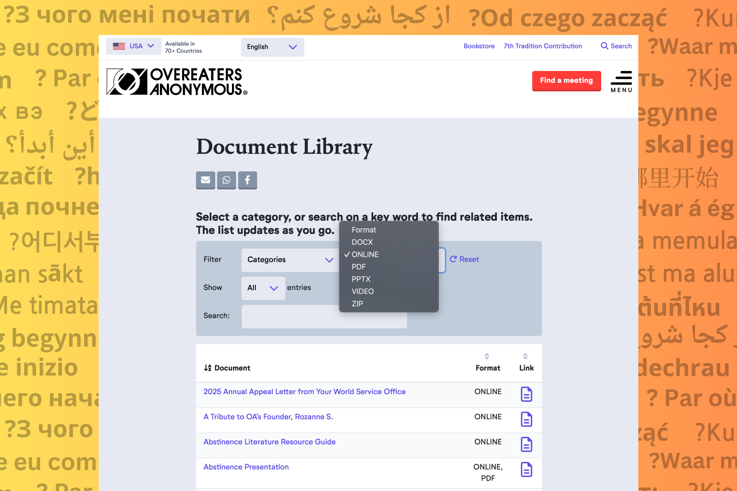 New! Mobile-Friendly and Translatable Documents in the Document Library - Overeaters Anonymous